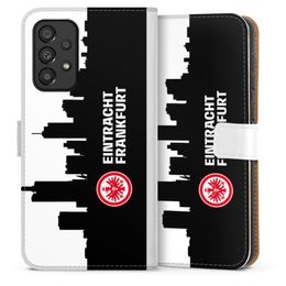 DeinDesign Galaxy A33 5G Handy Klapph&uuml;lle Handyh&uuml;lle aus Kunst Leder wei&szlig; Flip Case Official Licensed Product Sge Eintracht Frankfurt Sideflip mit Lasche