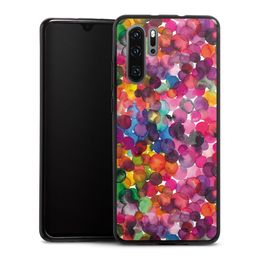 DeinDesign Huawei P30 Pro Handy Silikon H&uuml;lle Case schwarz Handyh&uuml;lle Water Colour Colourful Points