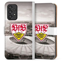 DeinDesign Galaxy A33 5G Handy Klapph&uuml;lle Handyh&uuml;lle aus Kunst Leder wei&szlig; Flip Case Official Licensed Product Stadium Vfb Stuttgart Sideflip mit Lasche