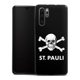 DeinDesign Huawei P30 Pro Handy Silikon H&uuml;lle Case schwarz Handyh&uuml;lle Totenkopf Fc St. Pauli Official Licensed Product