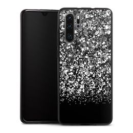 DeinDesign Huawei P30 Pro Handy Silikon H&uuml;lle Case schwarz Handyh&uuml;lle Muster Snowflake Glitzer