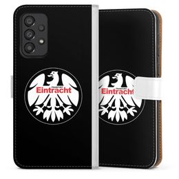DeinDesign Galaxy A33 5G Handy Klapph&uuml;lle Handyh&uuml;lle aus Kunst Leder wei&szlig; Flip Case Sge Eintracht Frankfurt Official Licensed Product Sideflip mit Lasche