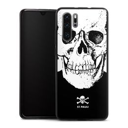 DeinDesign Huawei P30 Pro Handy Silikon H&uuml;lle Case schwarz Handyh&uuml;lle Totenkopf Fc St. Pauli Official Licensed Product