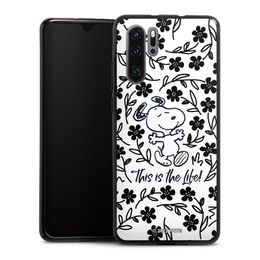 DeinDesign Huawei P30 Pro Handy Silikon H&uuml;lle Case schwarz Handyh&uuml;lle Peanuts Flowers Snoopy
