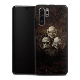 DeinDesign Huawei P30 Pro Handy Silikon H&uuml;lle Case schwarz Handyh&uuml;lle Gothic Art Skulls