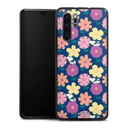 DeinDesign Huawei P30 Pro Handy Silikon H&uuml;lle Case schwarz Handyh&uuml;lle Muster Snoopy Flowers
