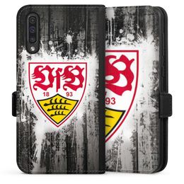 DeinDesign Galaxy A50 Handy Klapph&uuml;lle Handyh&uuml;lle aus Kunst Leder schwarz Flip Case Official Licensed Product Vfb Stuttgart Bundesliga Sideflip mit Lasche