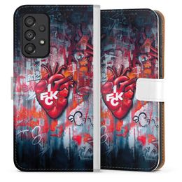 DeinDesign Galaxy A33 5G Handy Klapph&uuml;lle Handyh&uuml;lle aus Kunst Leder wei&szlig; Flip Case 1. Fc Kaiserslautern Heart 1. Fck Sideflip mit Lasche