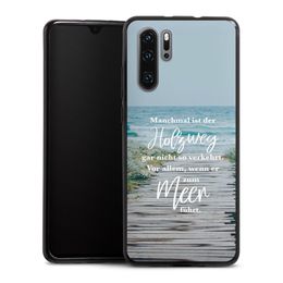 DeinDesign Huawei P30 Pro Handy Silikon H&uuml;lle Case schwarz Handyh&uuml;lle Spruch Beach Statement