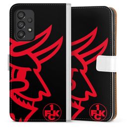 DeinDesign Galaxy A33 5G Handy Klapph&uuml;lle Handyh&uuml;lle aus Kunst Leder wei&szlig; Flip Case 1. Fc Kaiserslautern Logo Official Licensed Product Sideflip mit Lasche