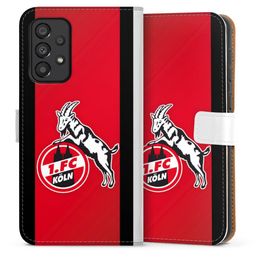 DeinDesign Galaxy A33 5G Handy Klapph&uuml;lle Handyh&uuml;lle aus Kunst Leder wei&szlig; Flip Case Official Licensed Product Billy Goat Hennes 1. Fc K&ouml;ln Sideflip mit Lasche