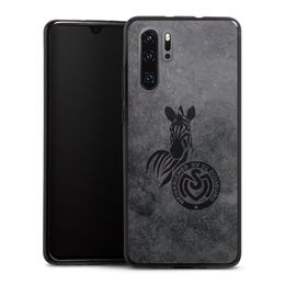 DeinDesign Huawei P30 Pro Handy Silikon H&uuml;lle Case schwarz Handyh&uuml;lle Official Licensed Product Msv Duisburg Zebra