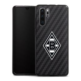 DeinDesign Huawei P30 Pro Handy Silikon H&uuml;lle Case schwarz Handyh&uuml;lle Borussia M&ouml;nchengladbach Carbon Gladbach