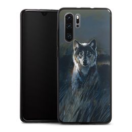DeinDesign Huawei P30 Pro Handy Silikon H&uuml;lle Case schwarz Handyh&uuml;lle Wolf Painting Nature