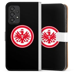 DeinDesign Galaxy A33 5G Handy Klapph&uuml;lle Handyh&uuml;lle aus Kunst Leder wei&szlig; Flip Case Eagle Eintracht Frankfurt Sge Sideflip mit Lasche