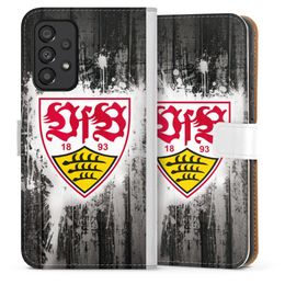 DeinDesign Galaxy A33 5G Handy Klapph&uuml;lle Handyh&uuml;lle aus Kunst Leder wei&szlig; Flip Case Vfb Stuttgart Bundesliga Official Licensed Product Sideflip mit Lasche