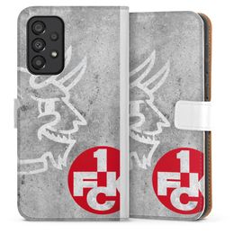 DeinDesign Galaxy A33 5G Handy Klapph&uuml;lle Handyh&uuml;lle aus Kunst Leder wei&szlig; Flip Case 1. Fc Kaiserslautern Devil 1. Fck Sideflip mit Lasche
