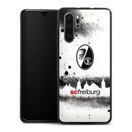 DeinDesign Huawei P30 Pro Handy Silikon H&uuml;lle Case schwarz Handyh&uuml;lle Skyline Sc Freiburg Logo