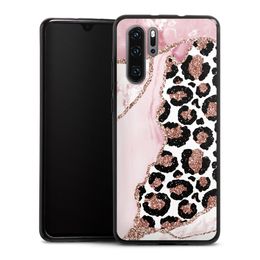DeinDesign Huawei P30 Pro Handy Silikon H&uuml;lle Case schwarz Handyh&uuml;lle Leopard Glitzer Marble
