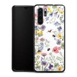 DeinDesign Huawei P30 Pro Handy Silikon H&uuml;lle Case schwarz Handyh&uuml;lle Flowers Bee Muster