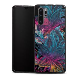 DeinDesign Huawei P30 Pro Handy Silikon H&uuml;lle Case schwarz Handyh&uuml;lle Colourful Flowers Neon