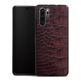 DeinDesign Huawei P30 Pro Handy Silikon H&uuml;lle Case schwarz Handyh&uuml;lle Leather Crocodile Animal Print