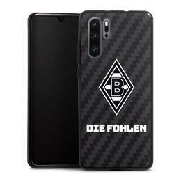 DeinDesign Huawei P30 Pro Handy Silikon H&uuml;lle Case schwarz Handyh&uuml;lle Borussia M&ouml;nchengladbach Carbon Gladbach