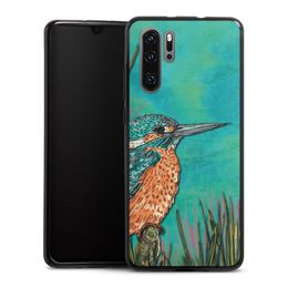 DeinDesign Huawei P30 Pro Handy Silikon H&uuml;lle Case schwarz Handyh&uuml;lle Painting Bird Animals