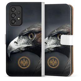 DeinDesign Galaxy A33 5G Handy Klapph&uuml;lle Handyh&uuml;lle aus Kunst Leder wei&szlig; Flip Case Official Licensed Product Eintracht Frankfurt Eagle Sideflip mit Lasche