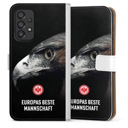 DeinDesign Galaxy A33 5G Handy Klapph&uuml;lle Handyh&uuml;lle aus Kunst Leder wei&szlig; Flip Case Eintracht Frankfurt Official Licensed Product European Cup Sideflip mit 