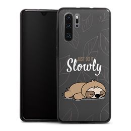 DeinDesign Huawei P30 Pro Handy Silikon H&uuml;lle Case schwarz Handyh&uuml;lle Sloth Lazy Sunday Sayings