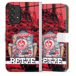 DeinDesign Galaxy A33 5G Handy Klapph&uuml;lle Handyh&uuml;lle aus Kunst Leder wei&szlig; Flip Case 1. Fc Kaiserslautern 1. Fck Official Licensed Product Sideflip mit Lasche