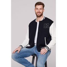 Collegejacke CAMP DAVID, Herren, Gr. S, blau, Material Rumpf: 62% Baumwolle, 38% Polyester, Material Ärmel: 71% Baumwolle, 29% Polyester, bedruckt, bestickt, regular fit normal, eingesetzt Rippbündchen, Jacken, mit Druckknöpfen