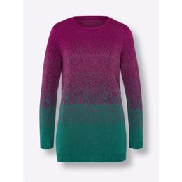 sheego Gro&szlig;e Gr&ouml;&szlig;en Longpullover mit Farbverlauf, magenta-smaragd-gemustert, Gr&ouml;&szlig;e 54 - Damen