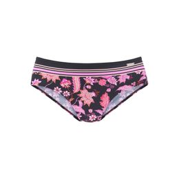 Lascana Damen Bikini-Hose, schwarz-pink, Gr&ouml;&szlig;e 34