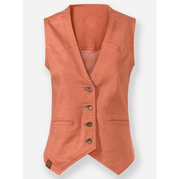 WITT Damen Jeansweste mit spitz zulaufendem Saum, papaya, Gr&ouml;&szlig;e 54
