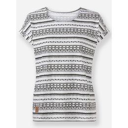 WITT Damen Print-Shirt mit Rundhals-Ausschnitt, ecru-schwarz-bedruckt, Gr&ouml;&szlig;e 50