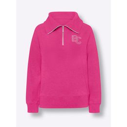 Heine Witt Damen Sweatshirt mit Troyer-Kragen, fuchsia, Gr&ouml;&szlig;e 40