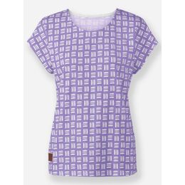 WITT Damen Print-Shirt aus reiner Baumwolle, lavendel-ecru-bedruckt, Gr&ouml;&szlig;e 52