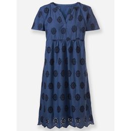 WITT Damen Tunikakleid mit Lochstickerei, jeansblau, Gr&ouml;&szlig;e 40