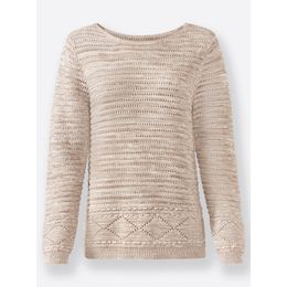 WITT Damen Pullover aus mehrfarbigem Melange-Garn, ecru-sesam-meliert, Gr&ouml;&szlig;e 38
