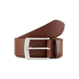 Tom Tailor Herren TTANDREW Lederg&uuml;rtel mit eckiger Dornschlie&szlig;e, braun, Logo Print, Gr. 80
