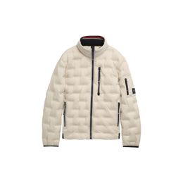 Tom Tailor Herren Hybrid Lightweight Steppjacke mit Kapuze im Stehkragen, beige, Uni, Gr. S