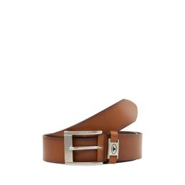 Tom Tailor Herren TTNATHAN Lederg&uuml;rtel mit eckiger Dornschlie&szlig;e, braun, Uni, Gr. 80
