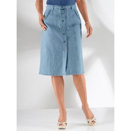 Jeansrock Casual Looks, Damen, Gr. 52, blau (blau, bleached), 100% Baumwolle, unifarben, kurz, Röcke