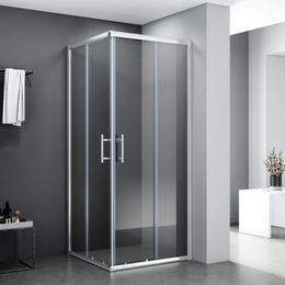 Eck Duschkabine 80x80x195cm Doppel Schiebetür Duschabtrennung aus 5 mm ESG-Sicherheitsglas