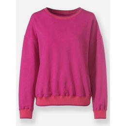 Heine Witt Damen Sweatshirt mit Kontraststreifen, fuchsia, Gr&ouml;&szlig;e 48