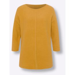 Heine Witt Damen Strickpullover mit Effekt-Strick, ocker, Gr&ouml;&szlig;e 40/42