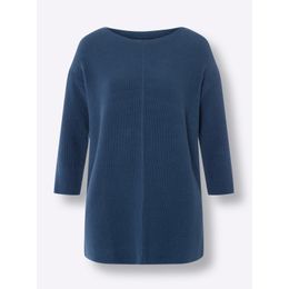 Heine Witt Damen Strickpullover mit Effekt-Strick, jeansblau, Gr&ouml;&szlig;e 48/50