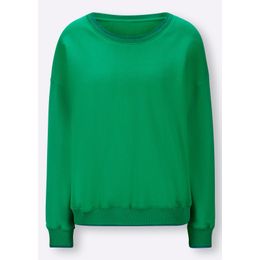 Heine Witt Damen Sweatshirt mit Kontraststreifen, grasgr&uuml;n, Gr&ouml;&szlig;e 36